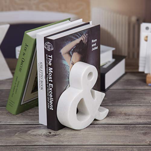 Creative Home 74864 Natural Marble Stone Letter Ampersand, Bookends, Paper Weight, 5.5" W x 5-7/8" H, 1-1/2" D, Off-White (patterns may very)