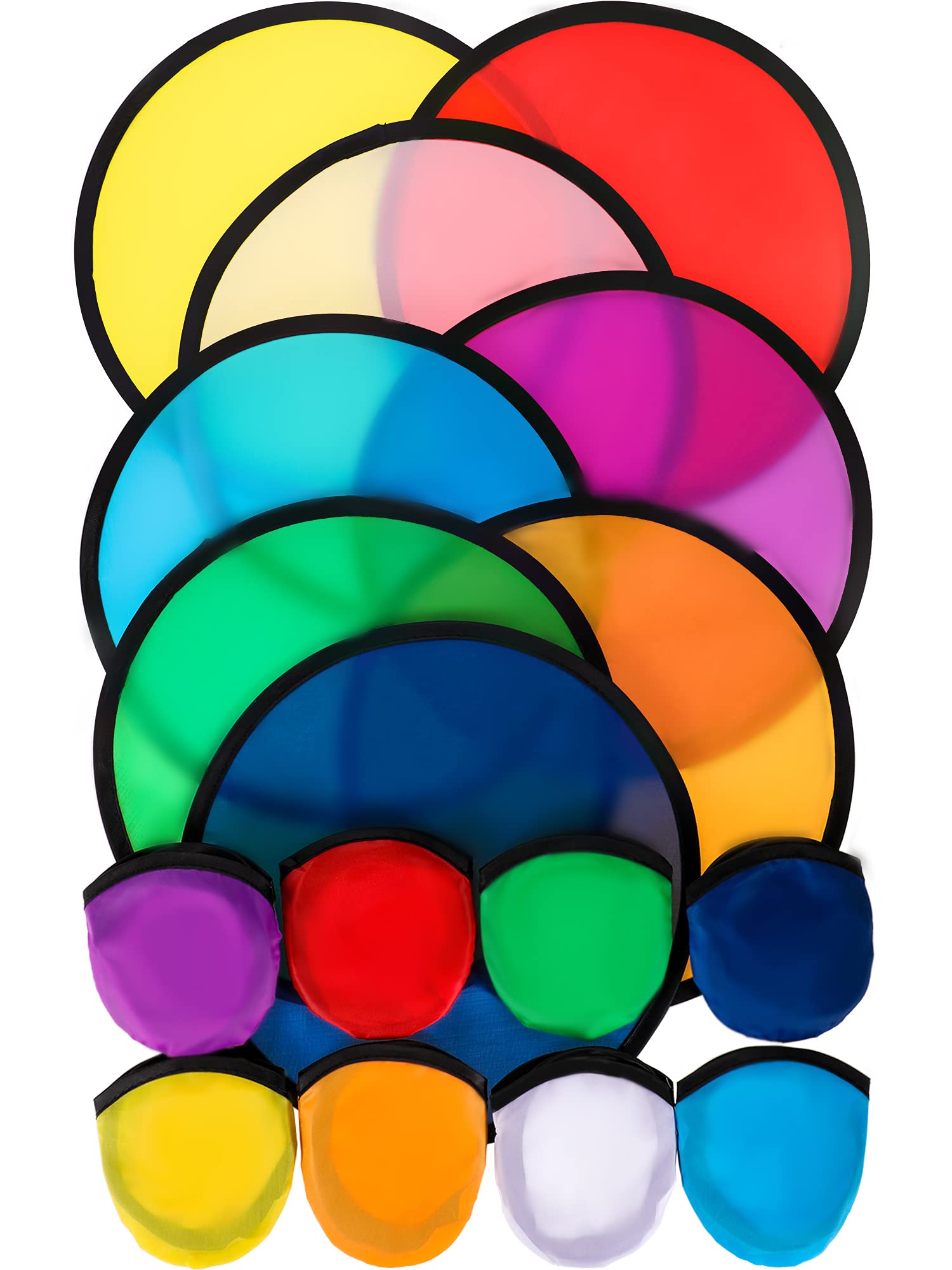 Gejoy 24 Pcs Foldable Flying Disc Fans Set Beach Flying Disc for Party Gift Halloween Christmas New Year (Mixed Color)