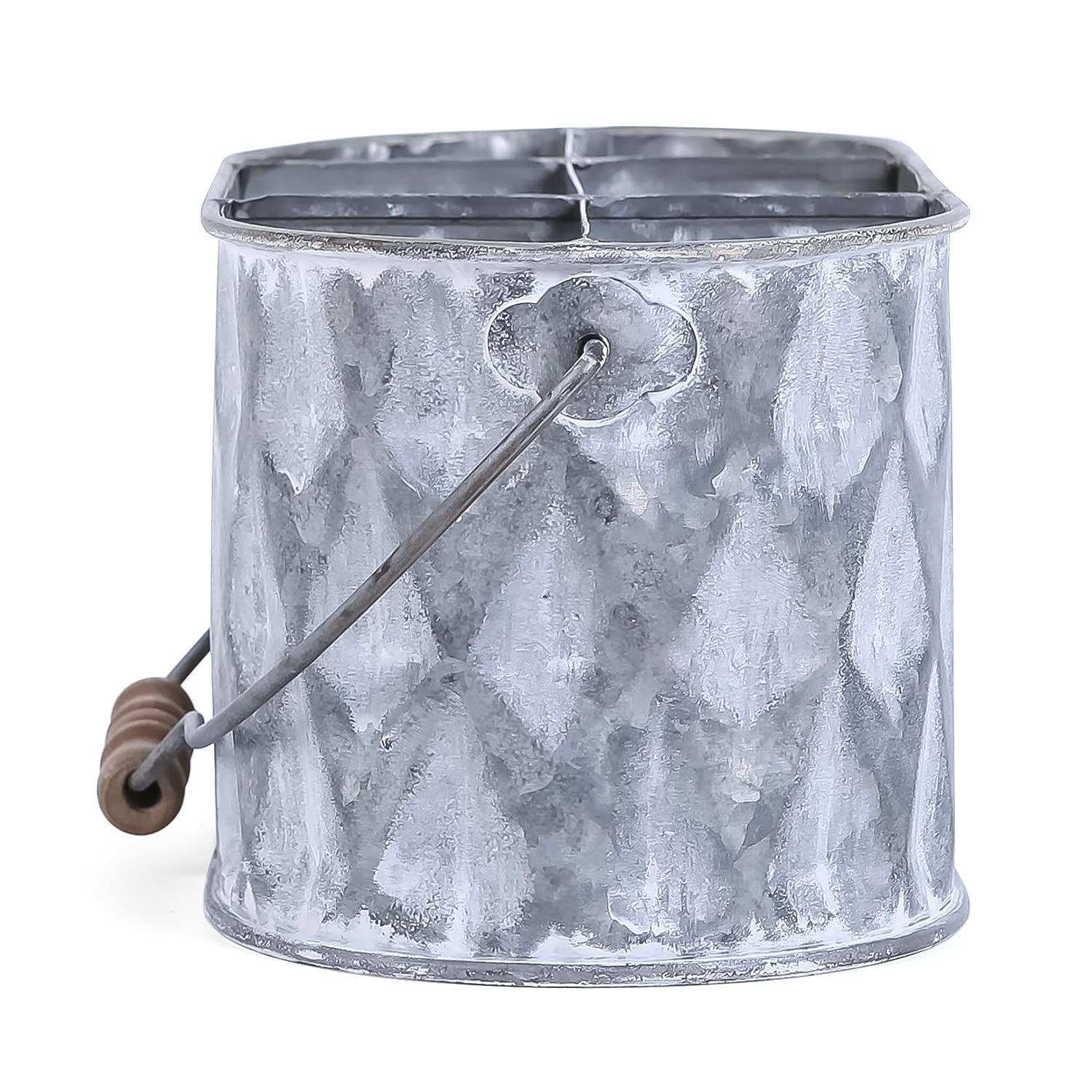 NIKKY HOME Galvanized Metal Caddy with 6 Compartments, Farmhouse Utensil Holder Rustic Utensil Caddy Carry-All Serveware Picnic Caddy Multipurpose Storage Bin with Handle - 12 x 5.5 x 9.5 inches