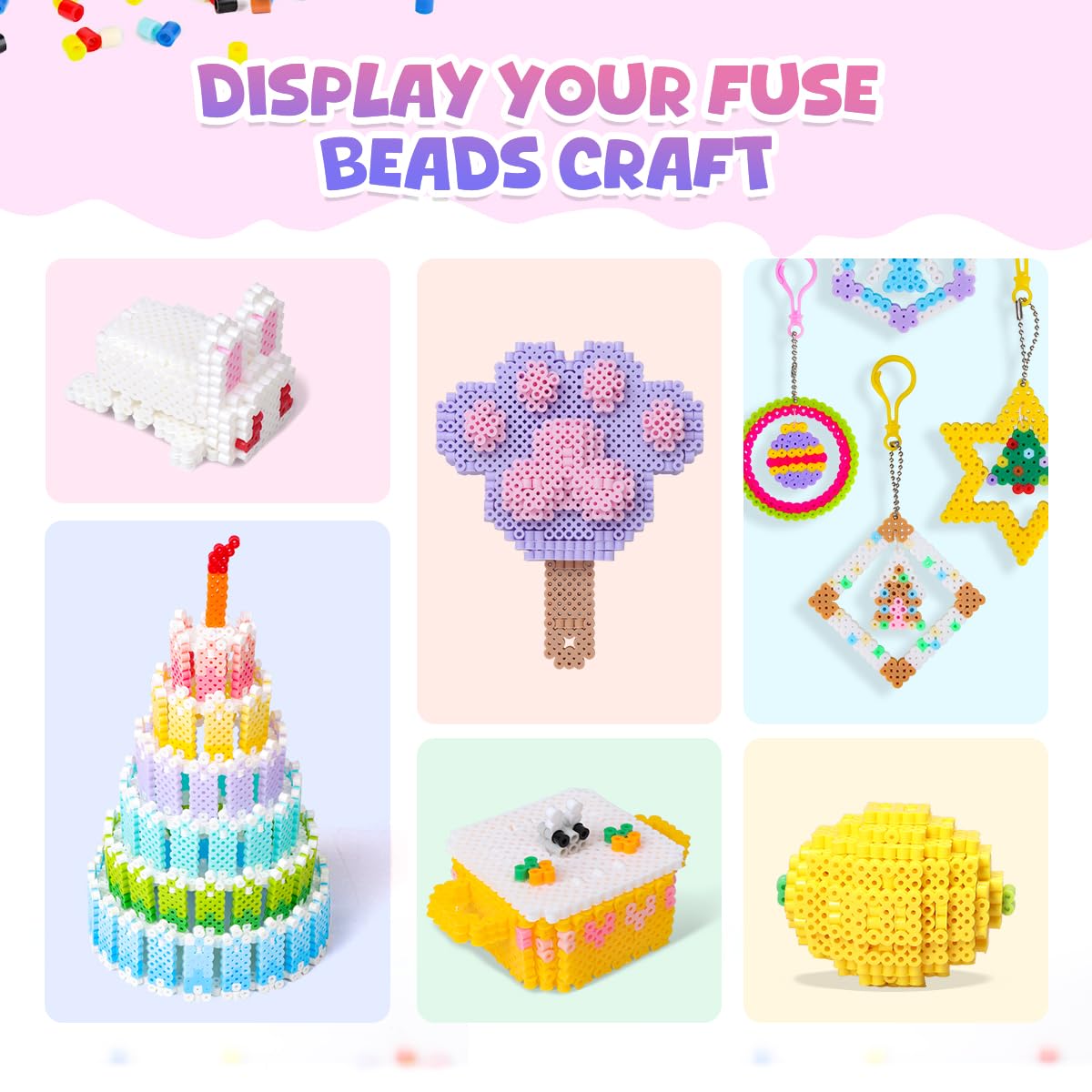 Meland Fuse Beads Kit - 11,000 pcs 36 Colors Fuse Beads Craft Set for Kids- 5MM Fuse Beads Set Including 5 Pegboards, Ironing Paper & Chain Accessories Iron Beads Christmas Birthday Gift