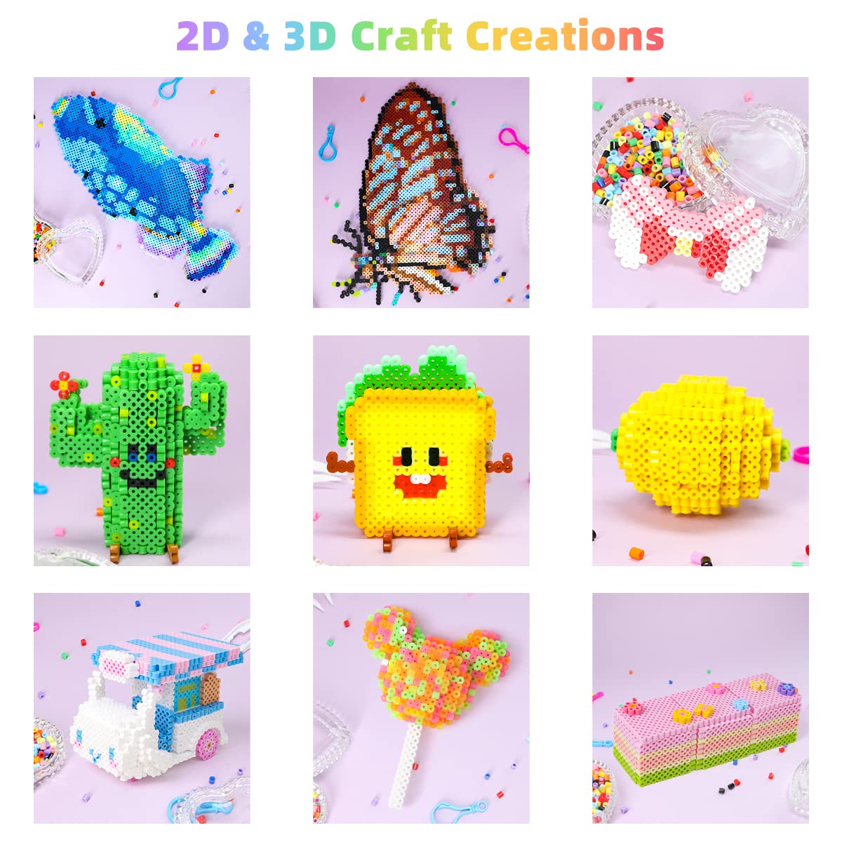 Meland Fuse Beads Kit - 11,000 pcs 36 Colors Fuse Beads Craft Set for Kids- 5MM Fuse Beads Set Including 5 Pegboards, Ironing Paper & Chain Accessories Iron Beads Christmas Birthday Gift