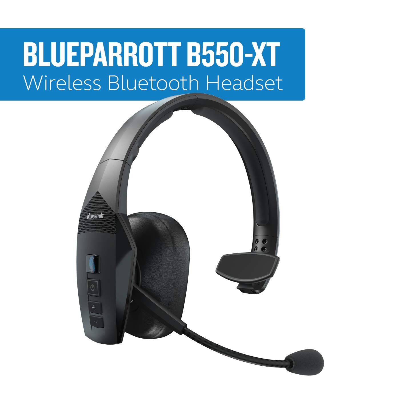 BlueParrott B550-XT Voice-Controlled Bluetooth Headset β Industry Leading Sound with Long Wireless Range, Extreme Comfort and Up to 24 Hours of Talk Time, Black