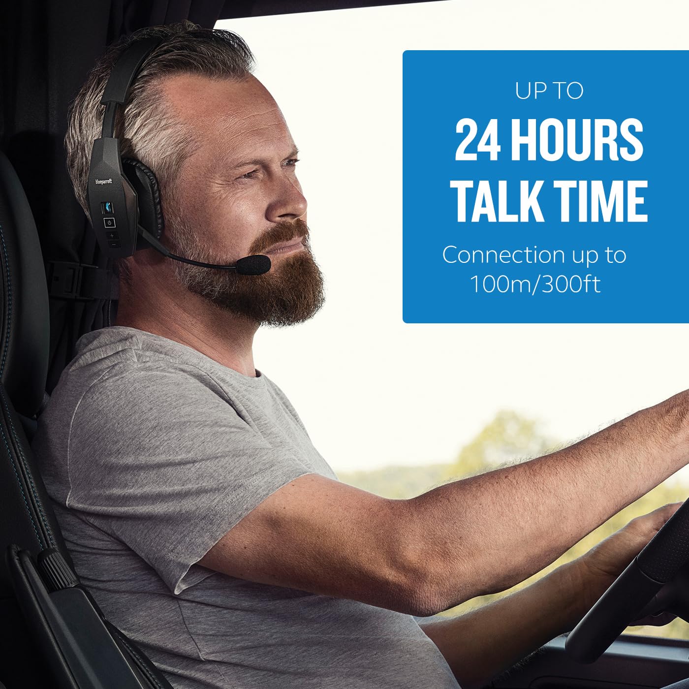 BlueParrott B550-XT Voice-Controlled Bluetooth Headset β Industry Leading Sound with Long Wireless Range, Extreme Comfort and Up to 24 Hours of Talk Time, Black