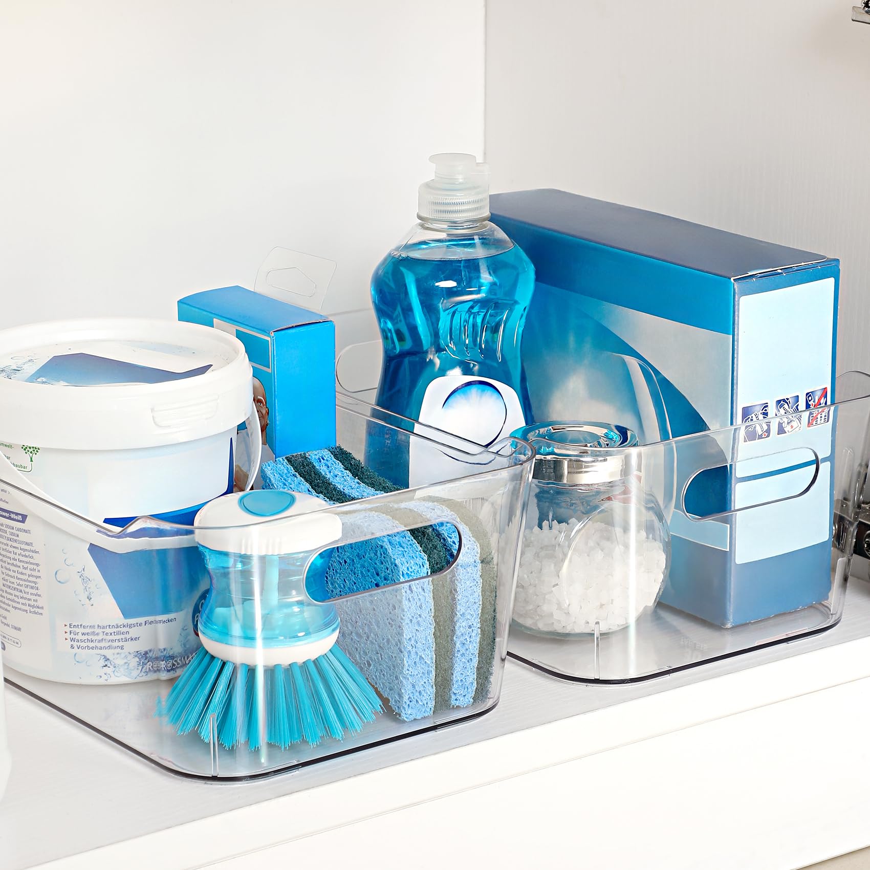 [ 12 Pack ] Multi-Use Clear Bins for Organizing - Fridge, Refrigerator Organizer Bins - Pantry Organization and Storage - Plastic Containers for Home, Kitchen, Freezer, SOHO Collection, Canbinet, RV