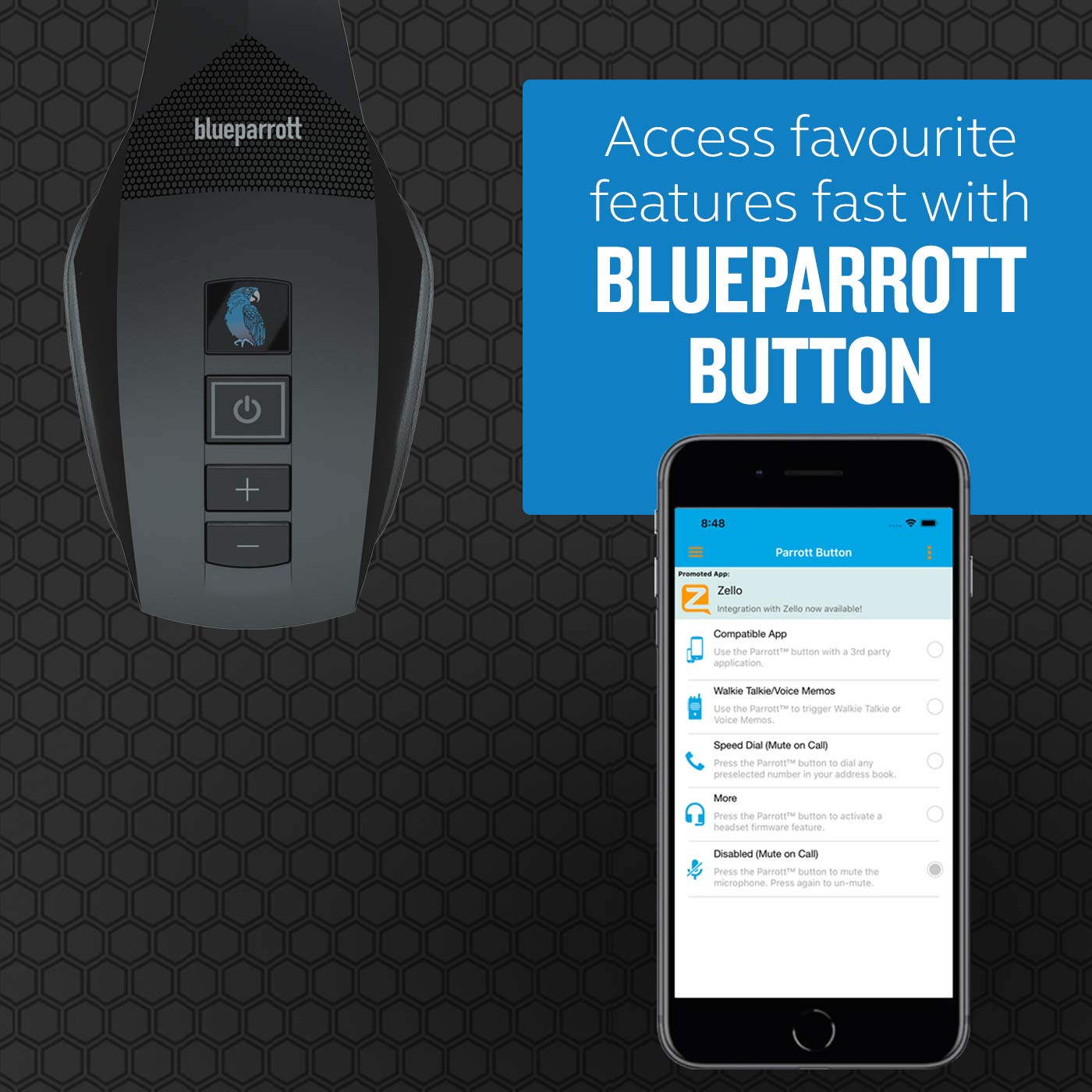 BlueParrott B550-XT Voice-Controlled Bluetooth Headset β Industry Leading Sound with Long Wireless Range, Extreme Comfort and Up to 24 Hours of Talk Time, Black