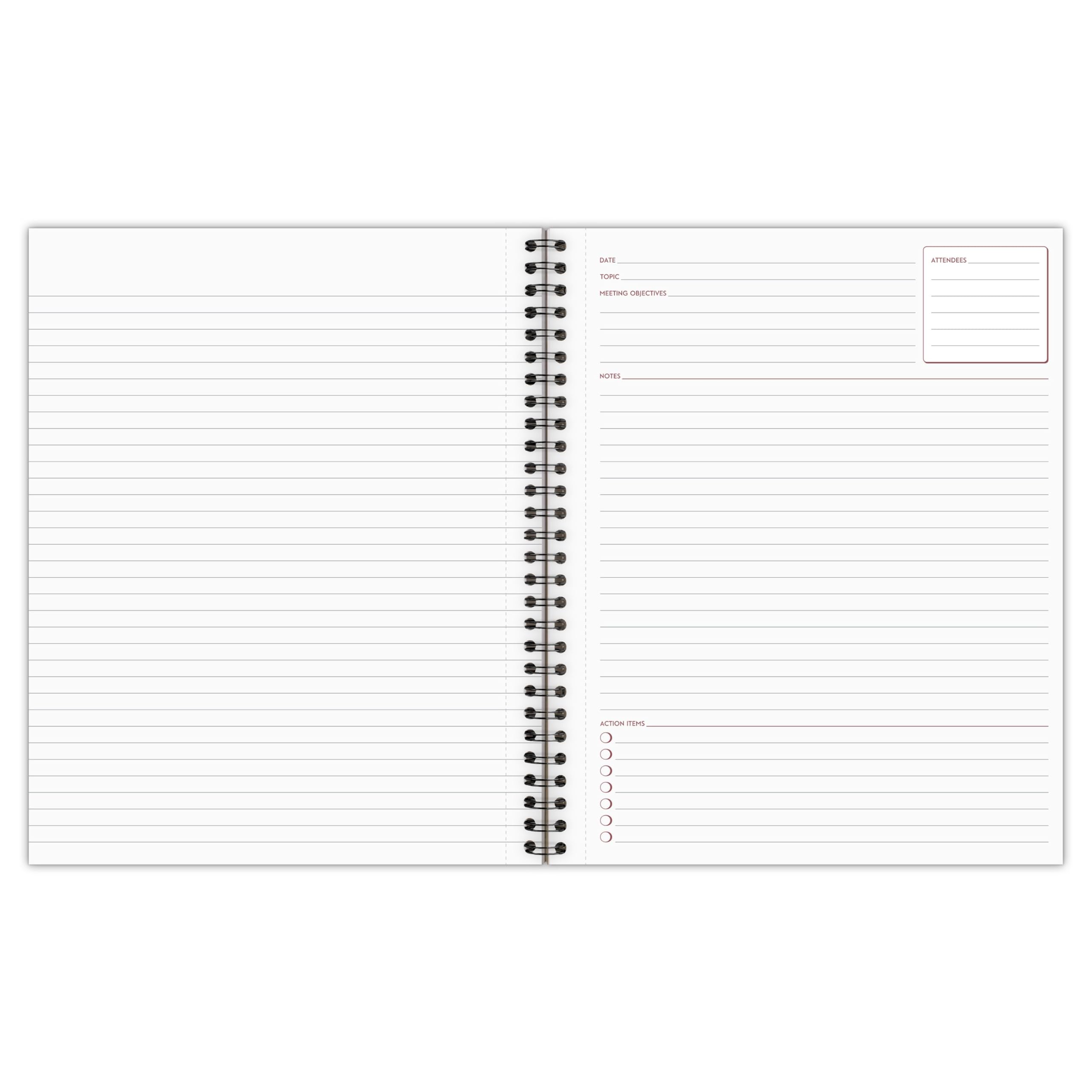 Cambridge 06132 Side Bound Guided Business Notebook, Linen, Meeting Notes, 11 x 8 1/4, 80 Sheets, Black