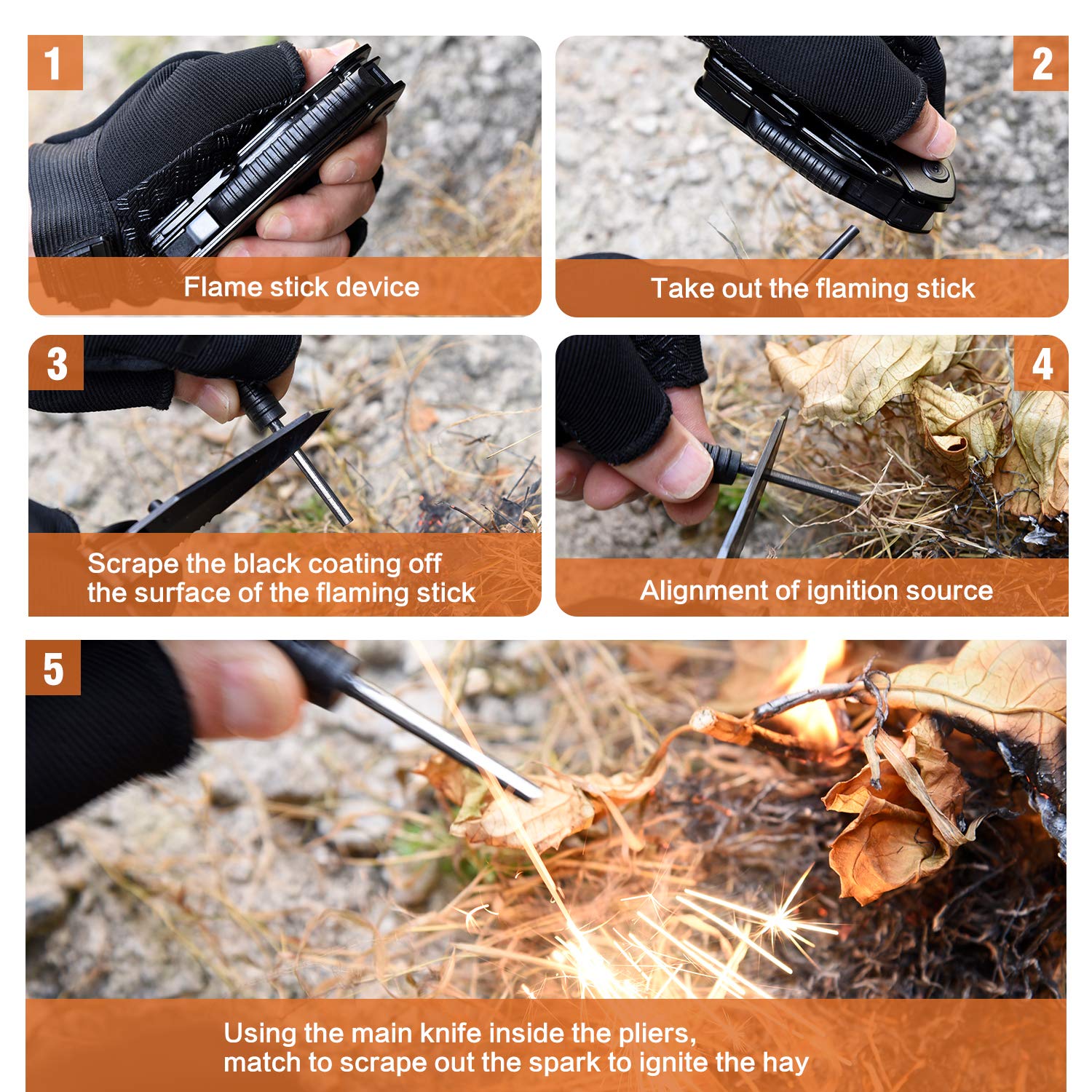 15 in 1 Multitool Pliers, Fire Starter, whistle, Scissors, Screwdriver, Lock, Christmas Birthday Gift for Men, DIY Handyman, Father/Dad, Husband, Boyfriend, Him, Women