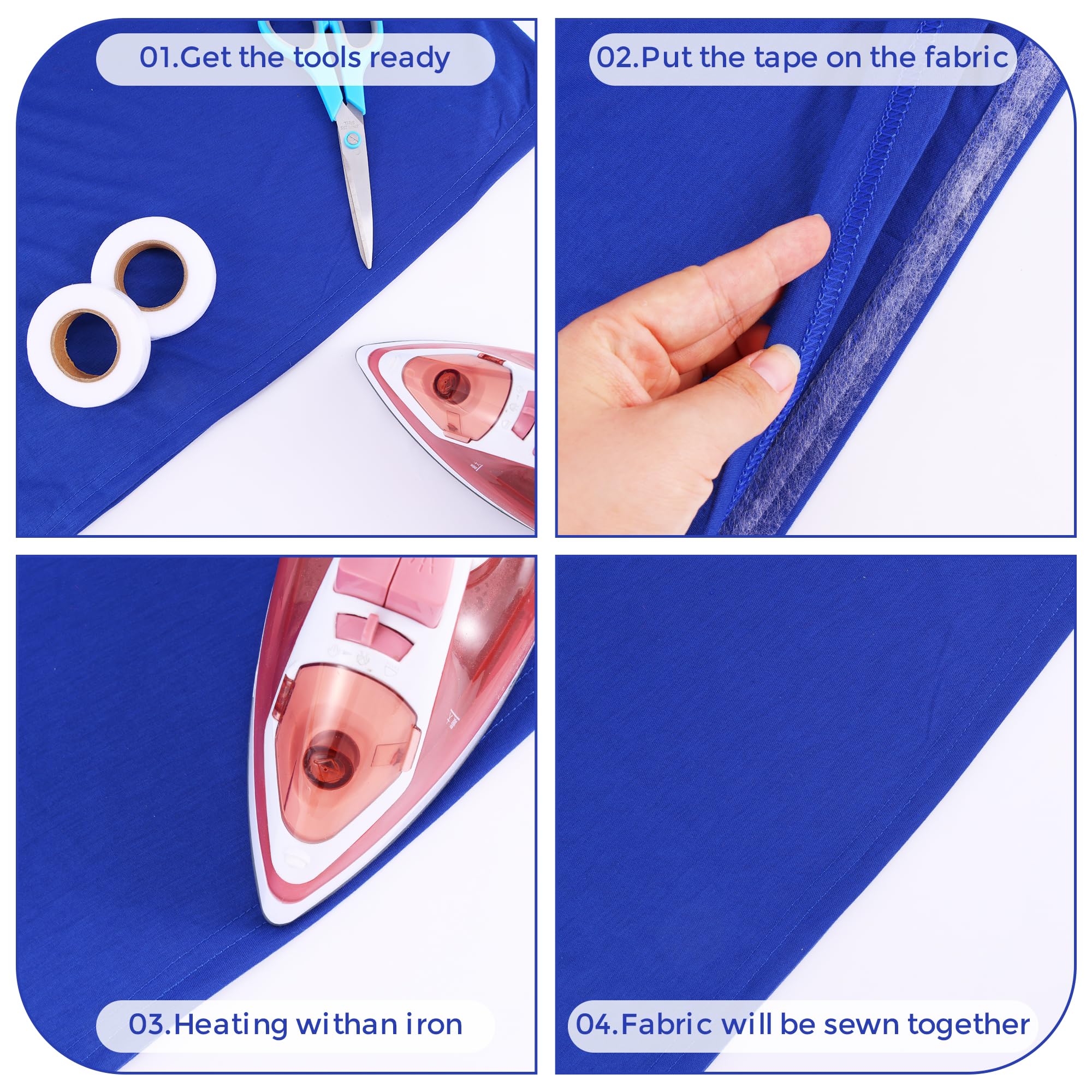 UWEME 6 Rolls Iron On Hemming Tape - Adhesive Hem Tape for Pants Dresses Clothes Curtains, Fabric Tape No Sew Hemming Tape, White, Black