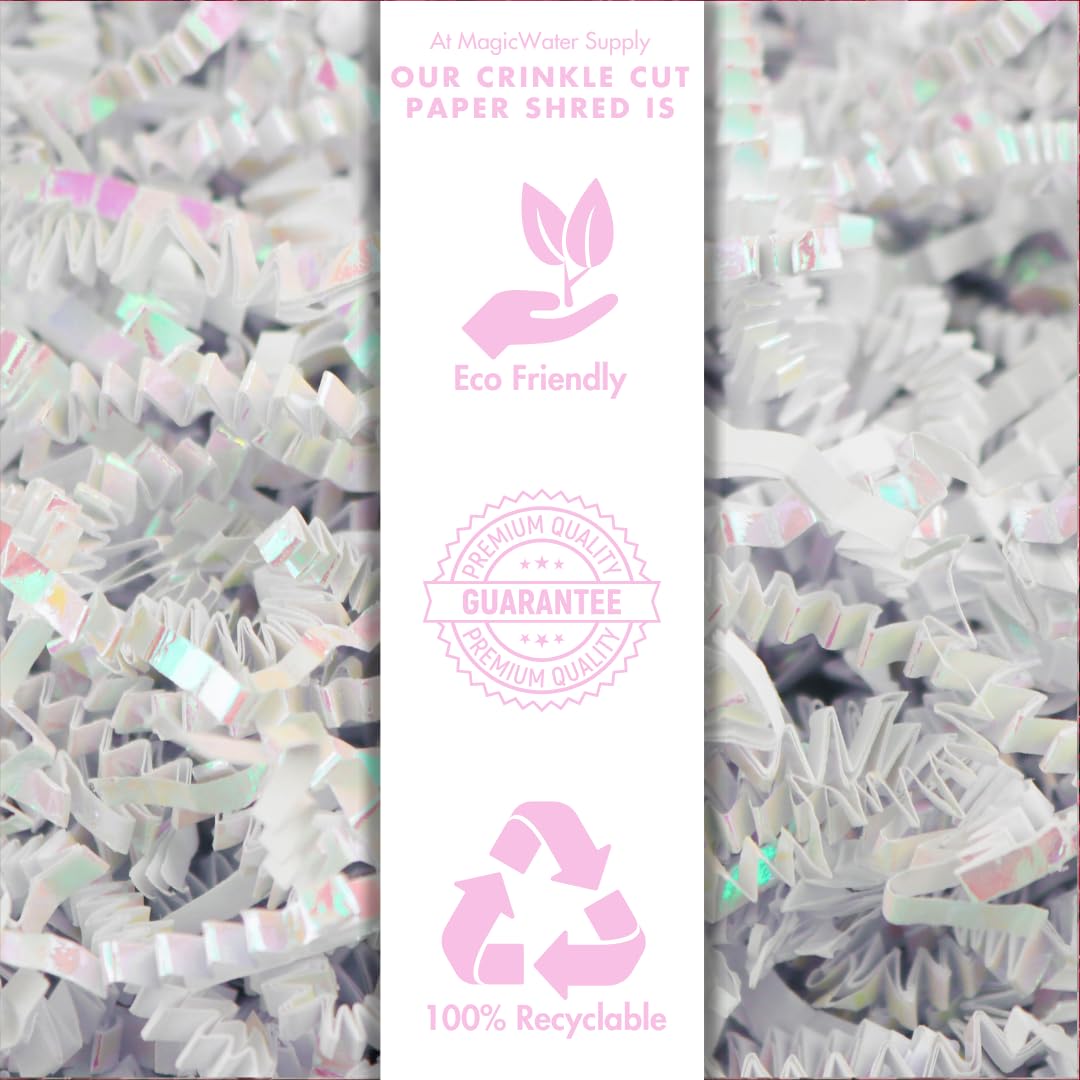 Crinkle Cut Paper Shred Filler (1/2 LB) for Gift Wrapping & Basket Filling - Diamond White | MagicWater Supply