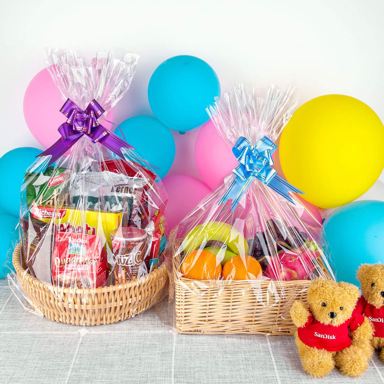 Awpeye Cellophane Bags, Large Clear Cellophane Wrap for Baskets, Gifts 24"x 30" 2 Mil Thick (20 Pack)