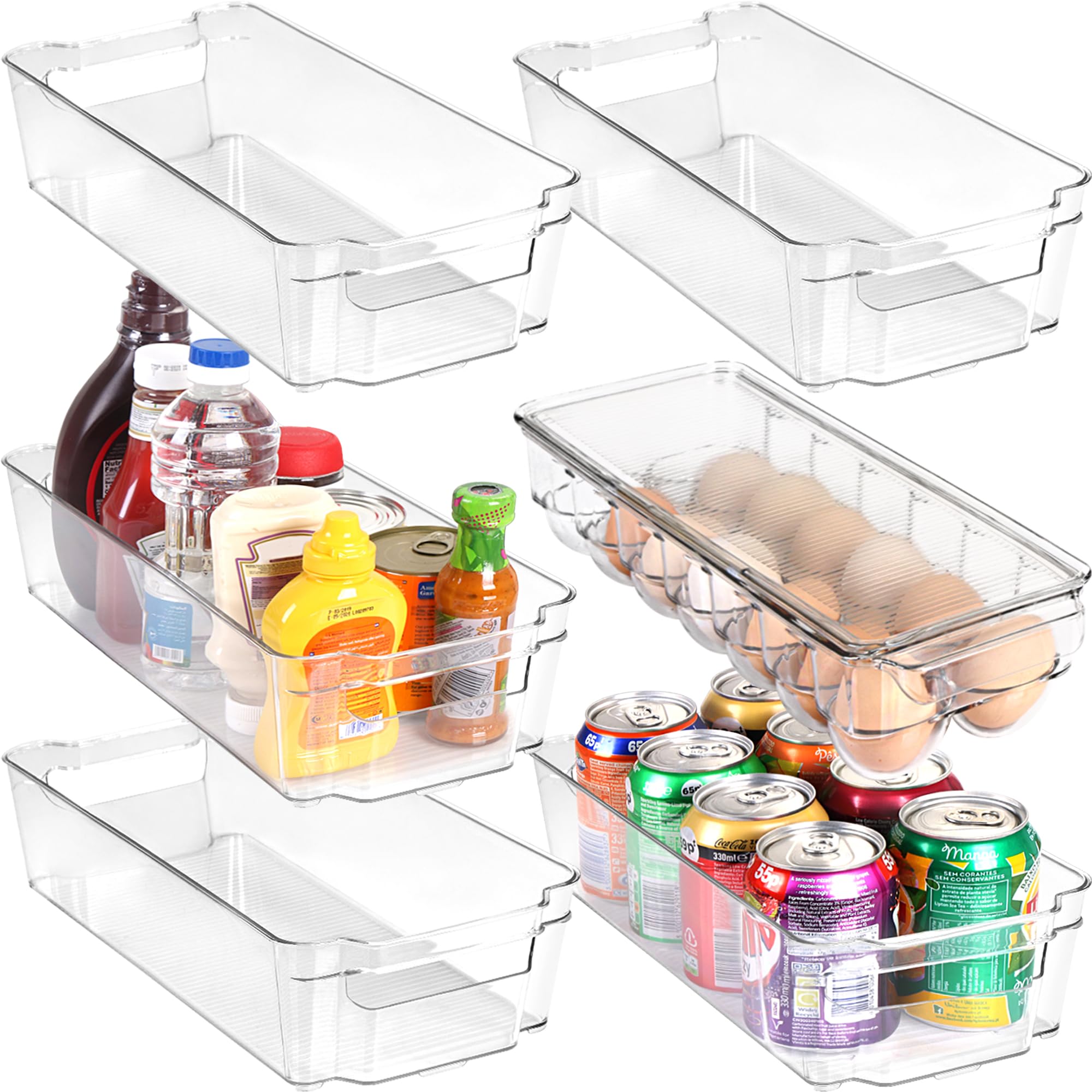 Utopia Home Set of 6 Fridge Organizer - Includes 6 Refrigerator Organizer Bins (5 Drawers & 1 Egg Holder) - Pantry Organization And Storage Bins for Freezers, Countertops and Cabinets
