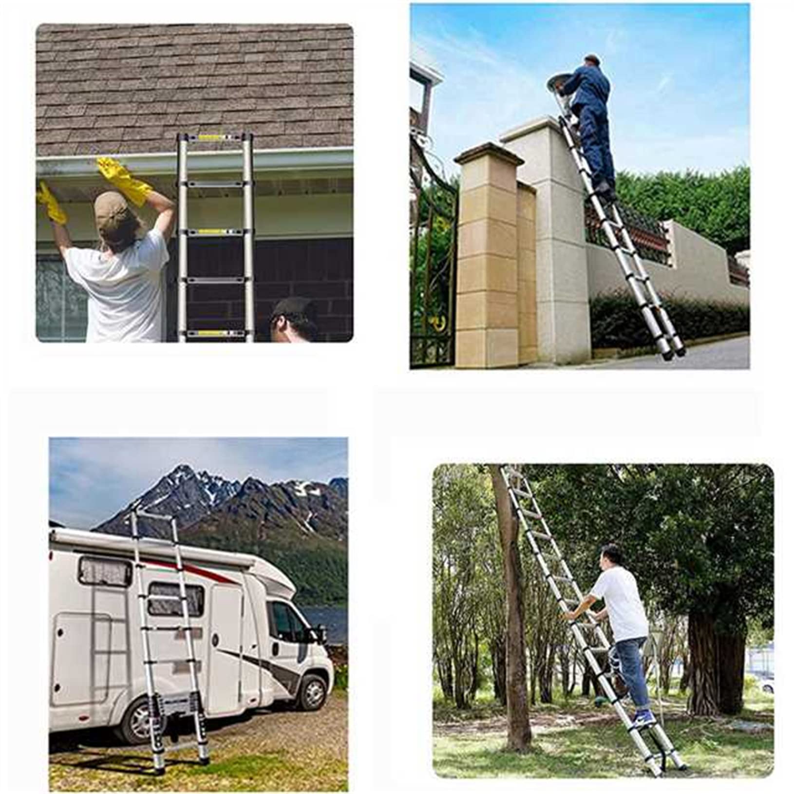 LABLT Aluminum Extendable Ladder Collapsible Ladder Folding Telescoping Ladder, Multi-Use, 330 lbs Capacity, 10.5FT/12.5FT/14.5FT