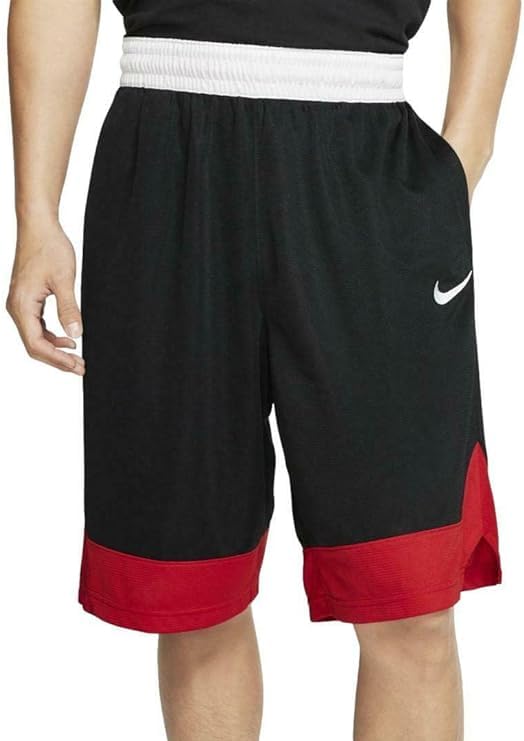 Nike Dry Men's Dri-Fit Elite Basketball Shorts (Black/White/Red, Medium)