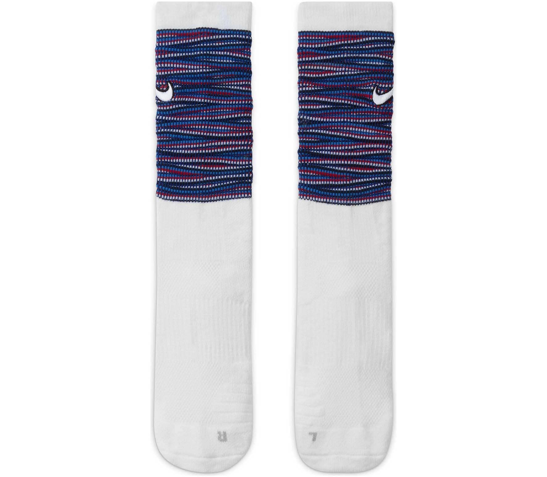 Nike Elite Basketball Crew Socks, White/Blue/Red, 8