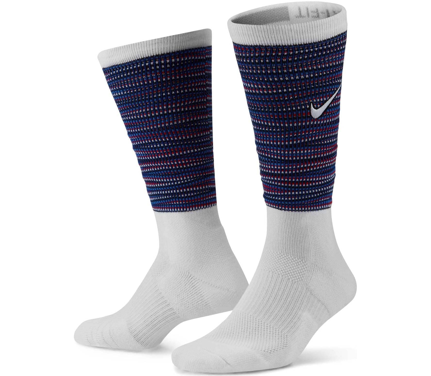 Nike Elite Basketball Crew Socks, White/Blue/Red, 8