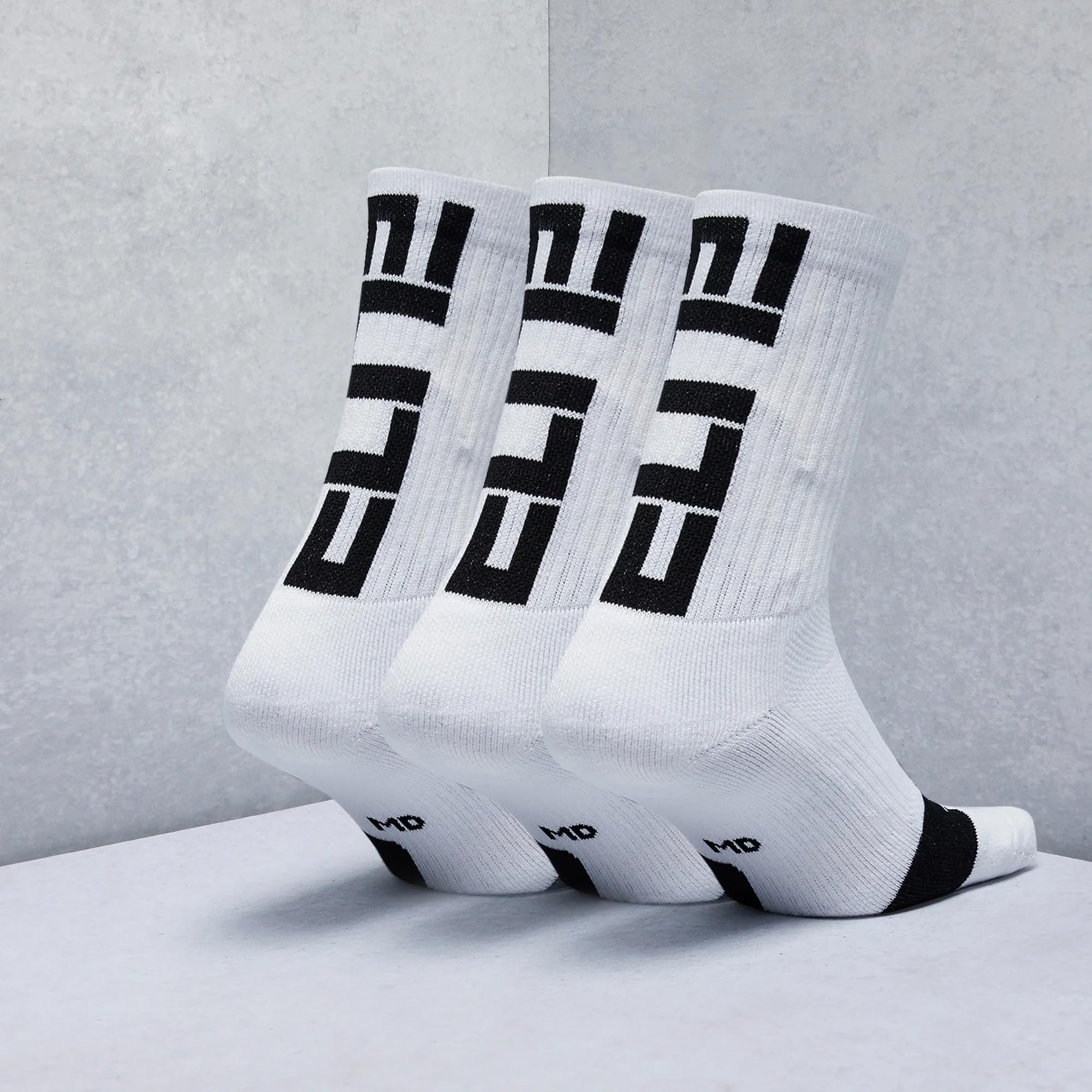 Podinor Elite Basketball Crew Socks for Men and Women, Cushion Performance Athletic Basketball Socks (White - Elite Crew Socks (3 Pairs))