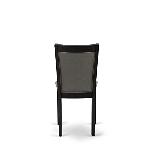 East West Furniture V697MZ650-9 9 Piece Kitchen Table Set Includes a Rectangle Dining Table with V-Legs and 8 Dark Gotham Grey Linen Fabric Parson Dining Chairs, 40x72 Inch, Multi-Color