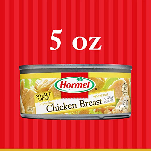 Hormel Premium No Salt Added Canned Chunk Chicken Breast in Water, 5 Ounce (Pack of 12)