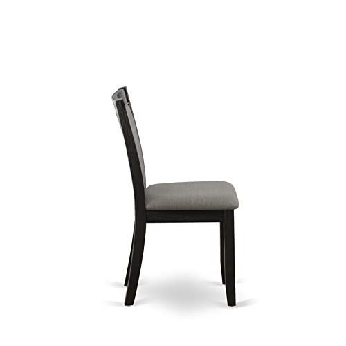 East West Furniture V697MZ650-9 9 Piece Kitchen Table Set Includes a Rectangle Dining Table with V-Legs and 8 Dark Gotham Grey Linen Fabric Parson Dining Chairs, 40x72 Inch, Multi-Color