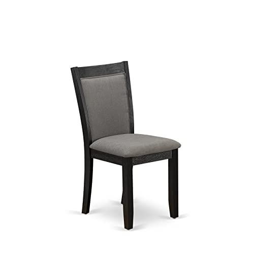East West Furniture V697MZ650-9 9 Piece Kitchen Table Set Includes a Rectangle Dining Table with V-Legs and 8 Dark Gotham Grey Linen Fabric Parson Dining Chairs, 40x72 Inch, Multi-Color