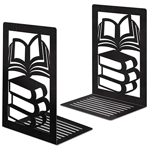 Metal Bookends-Bookend Decorative Heavy Book Ends for Shelves ,Black Book Supports Non-Skid Pineapple Bookshelf Holder for Office Home School KitchenďźBookďź
