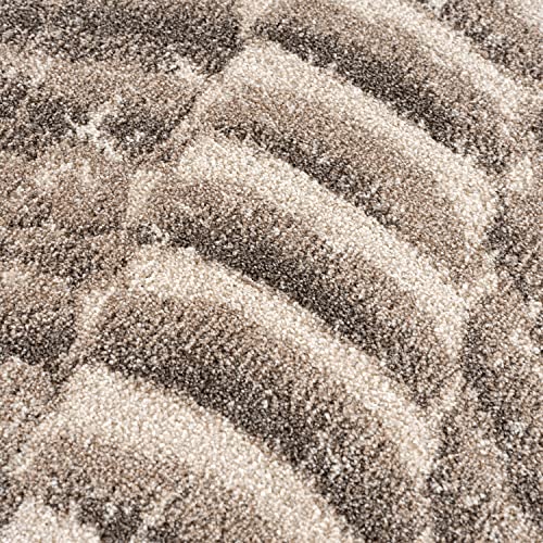Abani Rugs Contemporary Sand Dunes Area Rug - Modern 6’ x 9’ Blue & Beige Premium No-Shed Under Table Area Rug