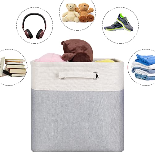 Fabric Cube Storage Boxes Foldable Storage Bins Earth-Green and Beige Patchwork Storage Baskets Cube Storage Bins with Handle Cubes Inserts Storage for Home and Office Supplies 13x13x13 cube organizer bin 3 Pcs/Pack