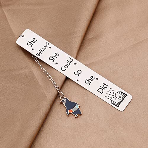 She Believe She Could So She Did Bookmark Inspirational Graduation Gift Animal Bookmark Animal Lovers Gift Book Lover Gift (Penguin Bookmarks)