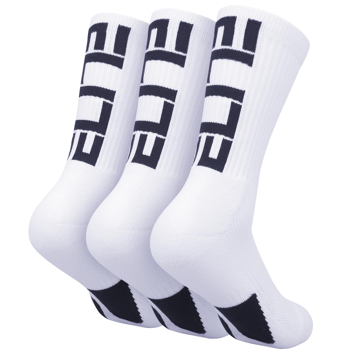 Podinor Elite Basketball Crew Socks for Men and Women, Cushion Performance Athletic Basketball Socks (White - Elite Crew Socks (3 Pairs))