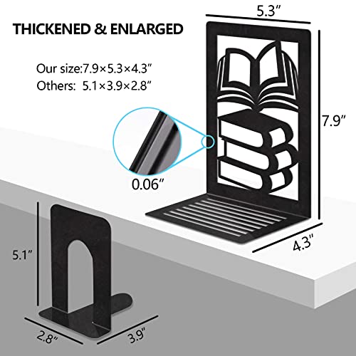 Metal Bookends-Bookend Decorative Heavy Book Ends for Shelves ,Black Book Supports Non-Skid Pineapple Bookshelf Holder for Office Home School Kitchen(Book)