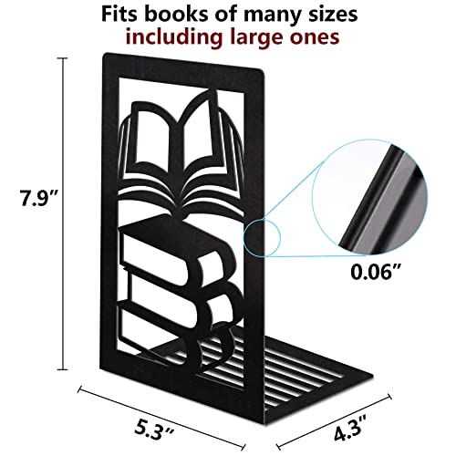 Metal Bookends-Bookend Decorative Heavy Book Ends for Shelves ,Black Book Supports Non-Skid Pineapple Bookshelf Holder for Office Home School Kitchen(Book)