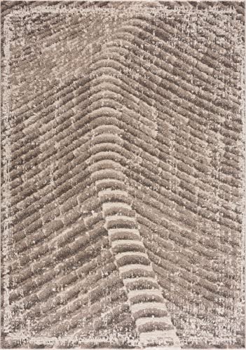 Abani Rugs Contemporary Sand Dunes Area Rug - Modern 6’ x 9’ Blue & Beige Premium No-Shed Under Table Area Rug