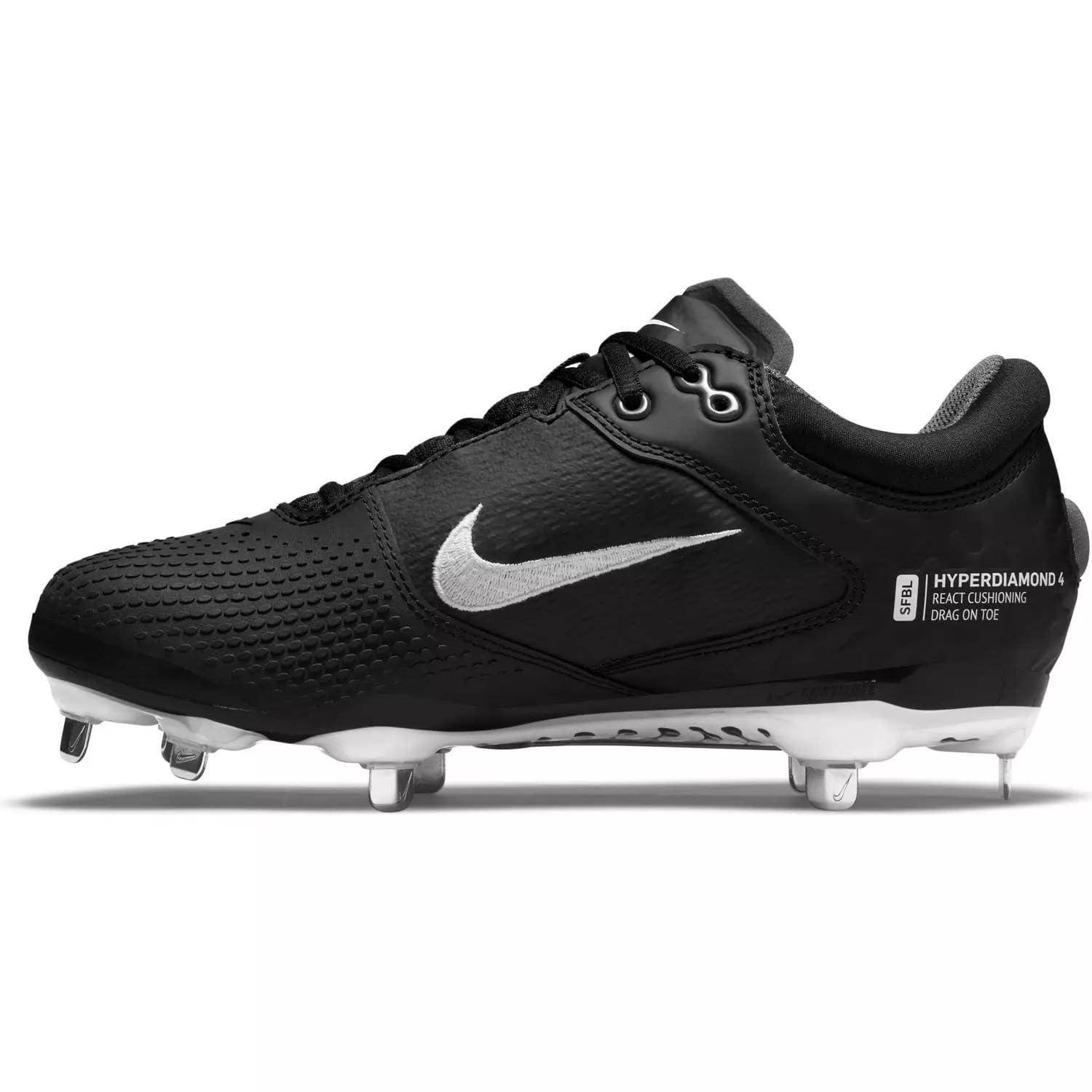 Nike Hyperdiamond 4 Elite CZ5917-010 Black/Dark Smoke Grey/Wolf Grey/White Women's Metal Softball Cleats 9 US