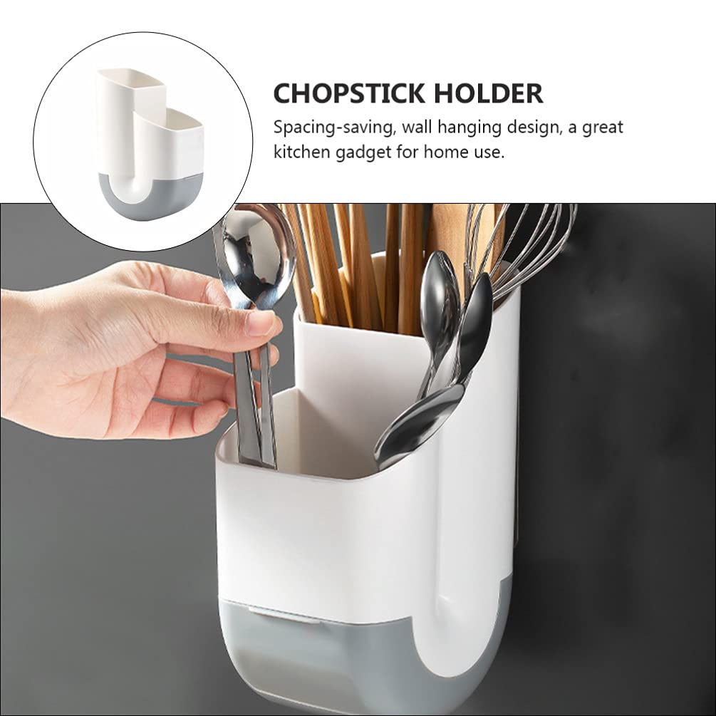 SOLUSTRE Hanging Utensil Wall Mount Utensil Drying Rack Plastic Utensil Holder Silverware Organizer Flatware Spoon Fork Storage Basket Kitchen Cutlery Drainer