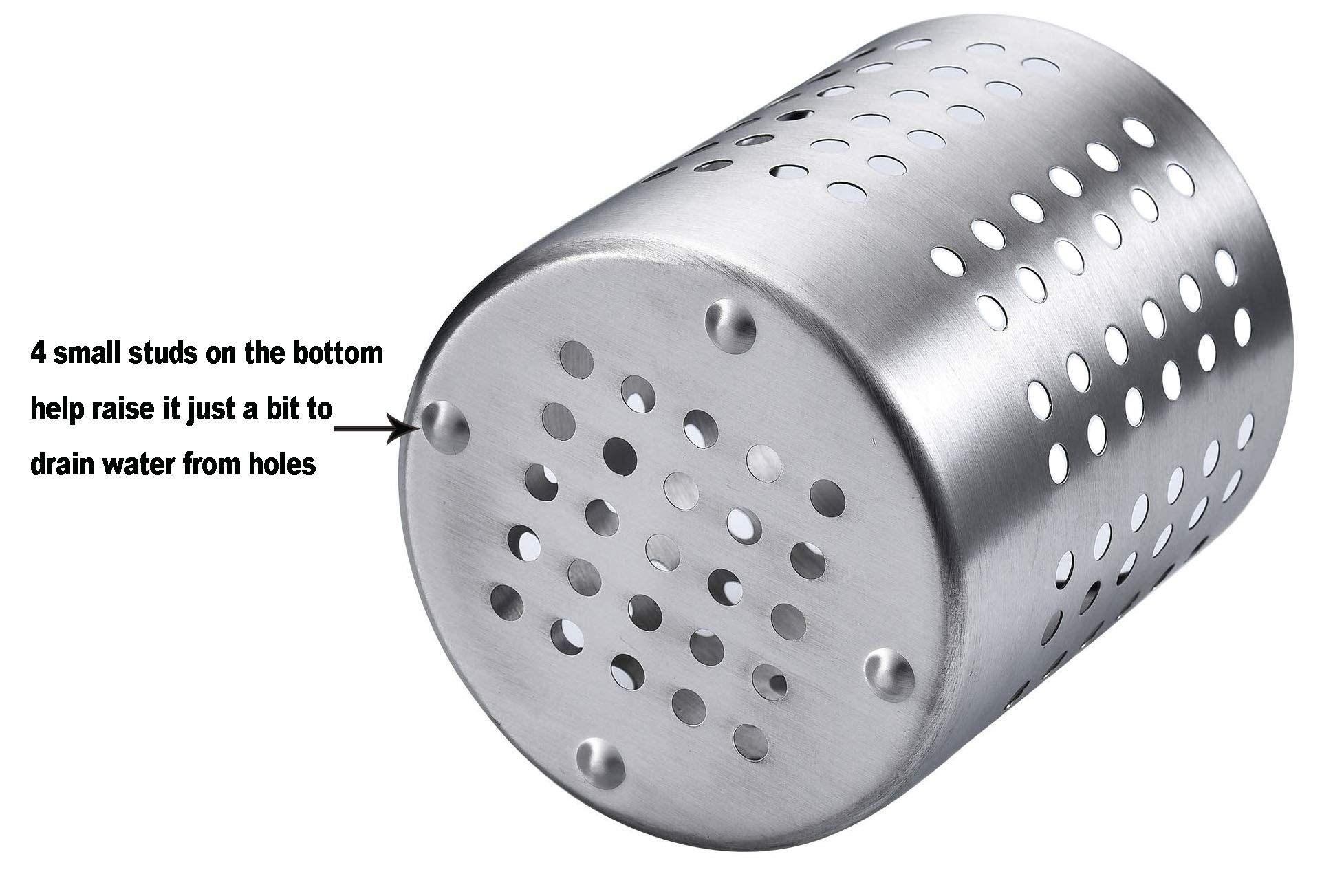 KSENDALO Kitchen Stainless Steel Utensil Holder, 18/10(304) Heavy Thick Utility Sturdy Silverware Drying Holder for Kitchen Home and Office, 7.3 Oz, Diameter 4.33"(M)