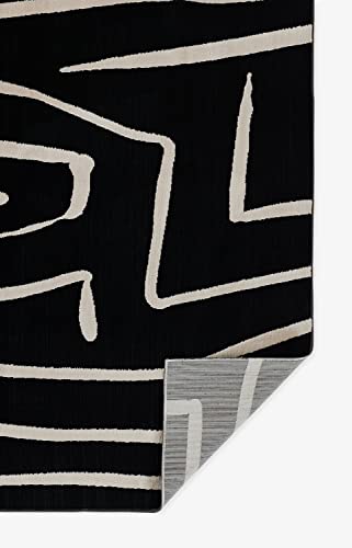 Momeni Noho Polyester Area Rug, Black, 3'11" X 5'7" Sized Rug for Living Room, Bedroom, Dining Room, and Kitchen