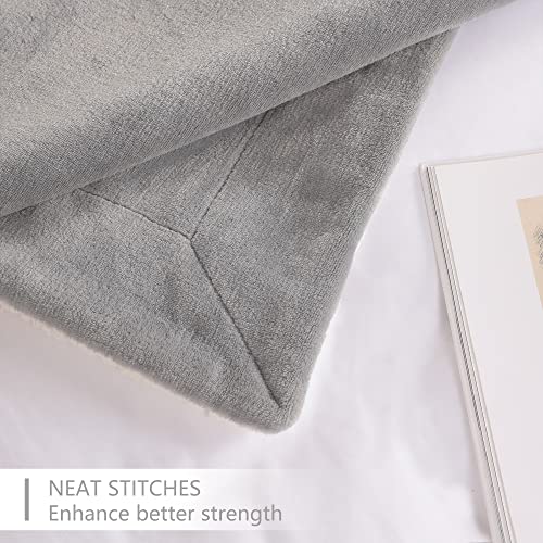 Stellhome Sherpa Fleece Throw Blanket, Fluffy Warm Super Soft Reversible Soild Plush Blanket for Bed, Sofa and Couch, 60 x 80 inches, Light Grey