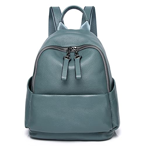 Wesccimo Genuine Leather Backpack Purse For Women Real Soft Leather Casual Daypack Travel Fashion Satchel