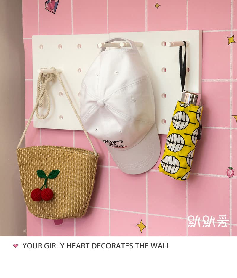 CHERSE Kawaii Room Decor Cute Floating Shelves Wall Storage Rack Hole Plate Storage Shelf for Teen Girls Dorm Bedroom Essentials (White)