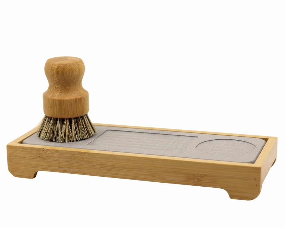 Zenera Instant Dry Sink Caddy Organizer - Fast Drying Stone Sink Caddy - Water Absorbing Stone - Bamboo Brush Included