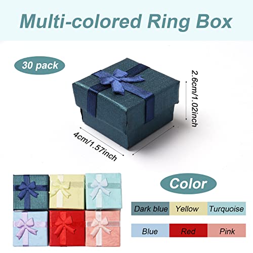 Ira Pollitt 30 PCS Gift Box Set Ring Small Ring Gift Box Sturdy Cardboard Cube Box for Ring Earring Jewelry Pendants, Necklaces for Christmas, Birthday, Anniversaries,Valentineās Day(1.6 x 1.2 in)