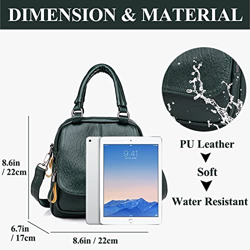 BONVEN Mini Backpack for Women,Small Backpack Purse Shoulder Bag Convertible Backpack Fashion Rucksack for Teen Girls Dark Green
