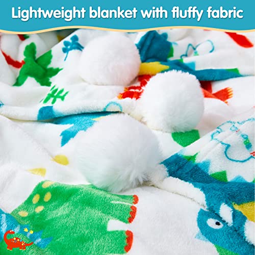 Andywoo Dinosaur Baby Blanket for Boys and Girls, Dinosaur Toddler Blanket, Warm Soft Fluffy Lightweight Fleece Blanket with Colorful and Cute Cartoon Dinosaur Design on Both Sides, 30x40 Inches