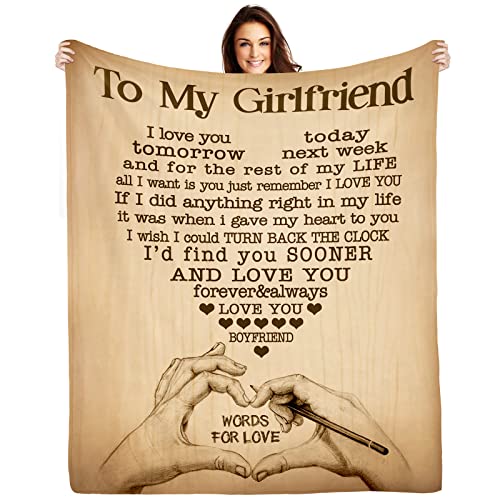 Gifts for Girlfriend to My Girlfriend Blanket Anniversary Romantic Gifts for her Best Birthday Gifts for Girlfriend from Boyfriend I Love You Gifts for Women Healing Thoughts Fleece Blanket 50"x60"