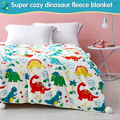 Andywoo Dinosaur Baby Blanket for Boys and Girls, Dinosaur Toddler Blanket, Warm Soft Fluffy Lightweight Fleece Blanket with Colorful and Cute Cartoon Dinosaur Design on Both Sides, 30x40 Inches