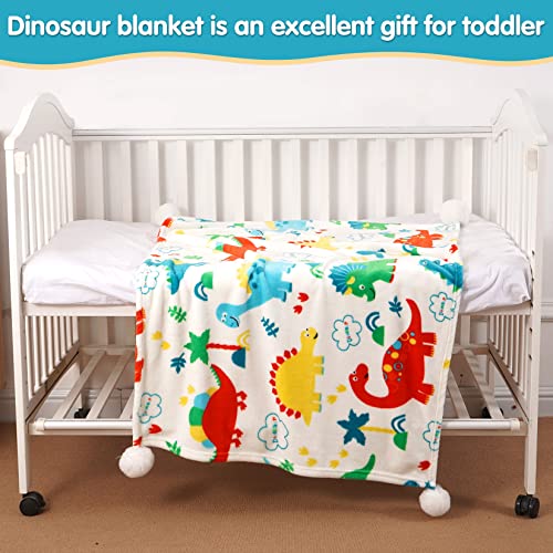 Andywoo Dinosaur Baby Blanket for Boys and Girls, Dinosaur Toddler Blanket, Warm Soft Fluffy Lightweight Fleece Blanket with Colorful and Cute Cartoon Dinosaur Design on Both Sides, 30x40 Inches