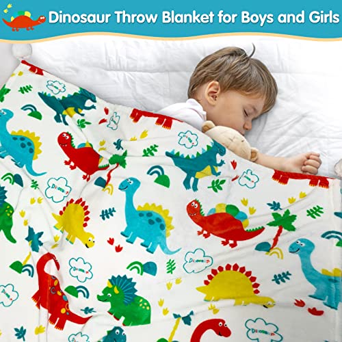 Andywoo Dinosaur Baby Blanket for Boys and Girls, Dinosaur Toddler Blanket, Warm Soft Fluffy Lightweight Fleece Blanket with Colorful and Cute Cartoon Dinosaur Design on Both Sides, 30x40 Inches