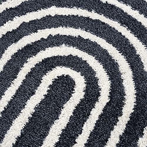 Abani Contemporary Mid-Century Design 5’3” x 7’6” (5'x8') Area Rug Rugs - Modern Non-Shed Arches Print Cream & Black Bedroom Rug