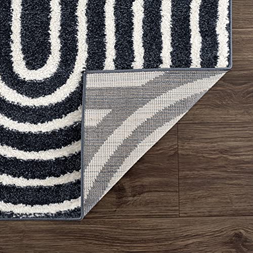 Abani Contemporary Mid-Century Design 5’3” x 7’6” (5'x8') Area Rug Rugs - Modern Non-Shed Arches Print Cream & Black Bedroom Rug