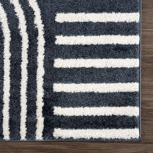 Abani Contemporary Mid-Century Design 5’3” x 7’6” (5'x8') Area Rug Rugs - Modern Non-Shed Arches Print Cream & Black Bedroom Rug